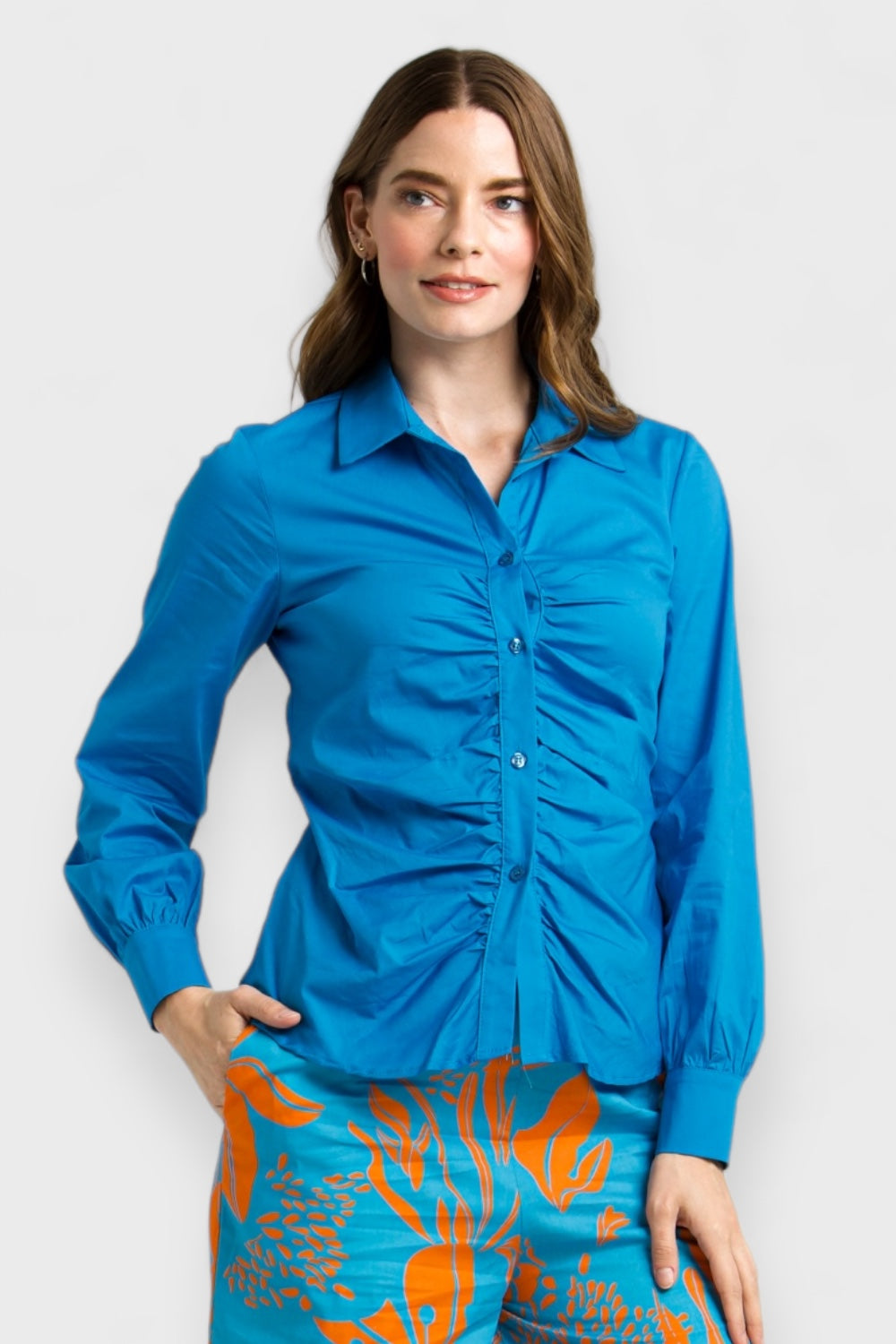 Blue Button Up Cotton Blouse | Italian Clothing — Shops From Italy